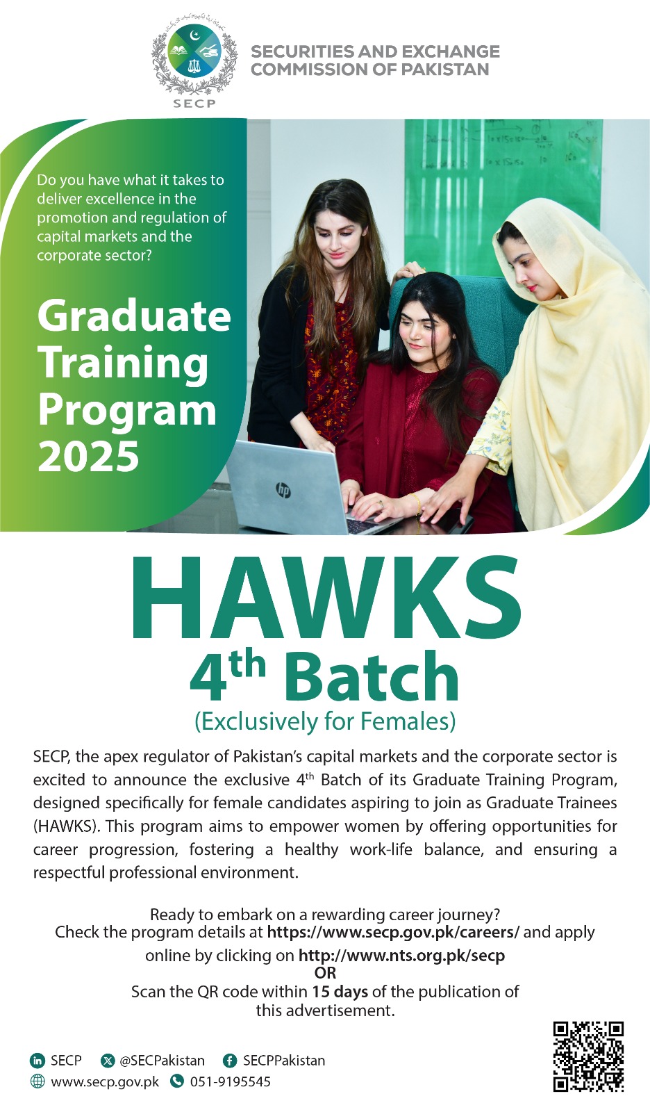 Training Program- SECP Graduate Training Program 2025 – HAWKS 4th Batch (Exclusively for Females ...